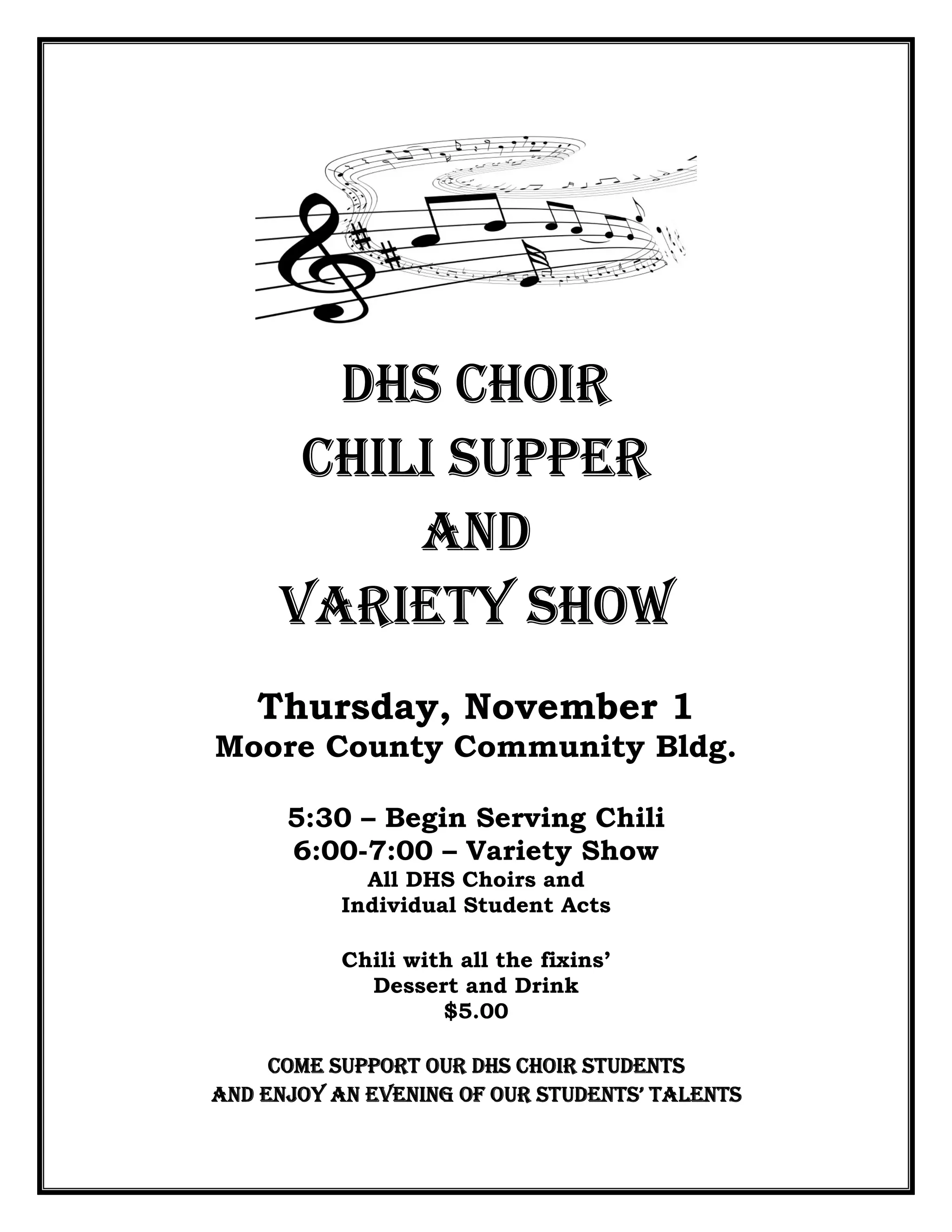 Chili Supper Fundraiser For The Dumas Choir | PDF