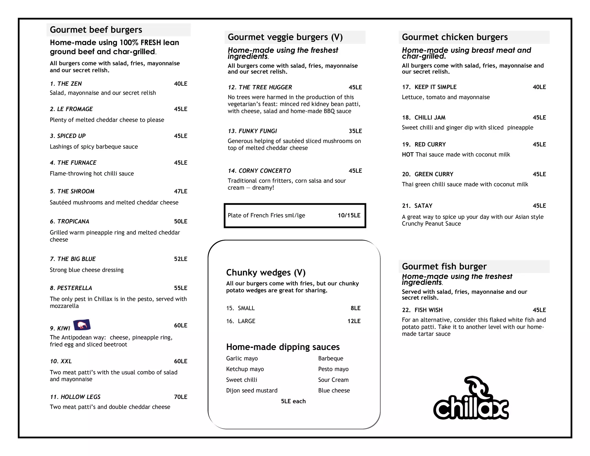 Chillax menu 2011 | PDF
