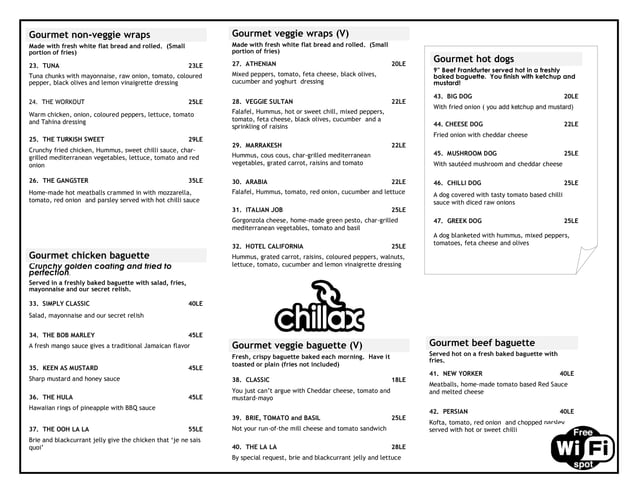 Chillax menu 2011 | PPT