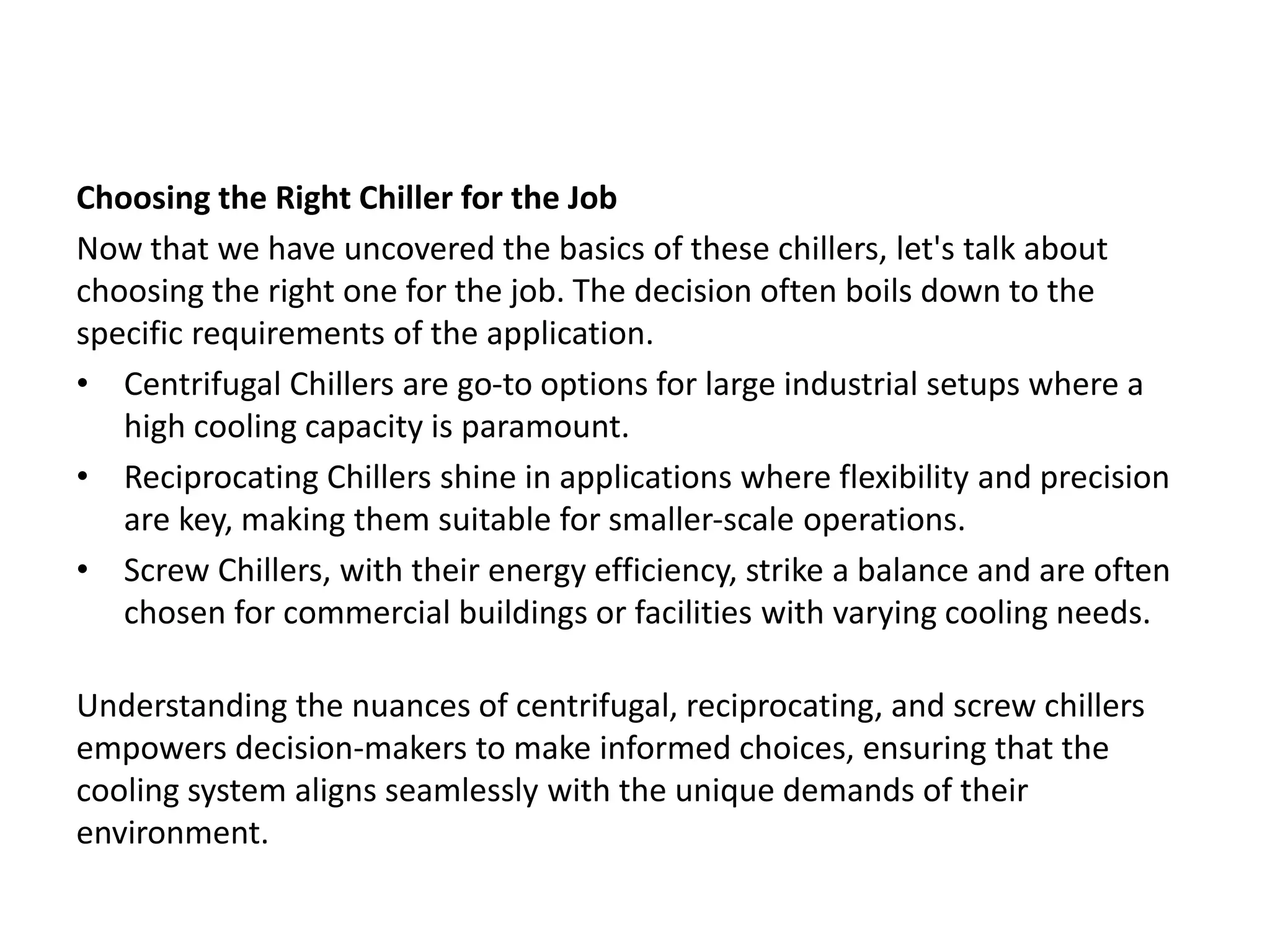 Chillers 101 Understanding Centrifugal, Reciprocating, and Screw ...