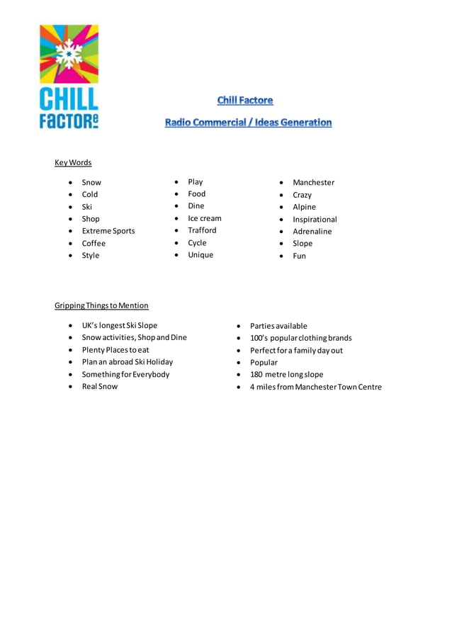 Chill factore ideas generation | PDF