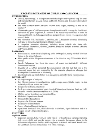 CROP IMPROVEMENT OF CHILLI AND CAPSICUM | PDF