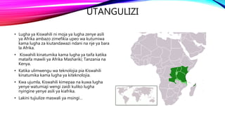Chimbuko na Asili ya Kiswahili | PPTX