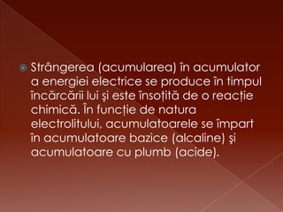 Proiect chimie-Surse chimice de energie electrică-Elemente galvanice | PPTX