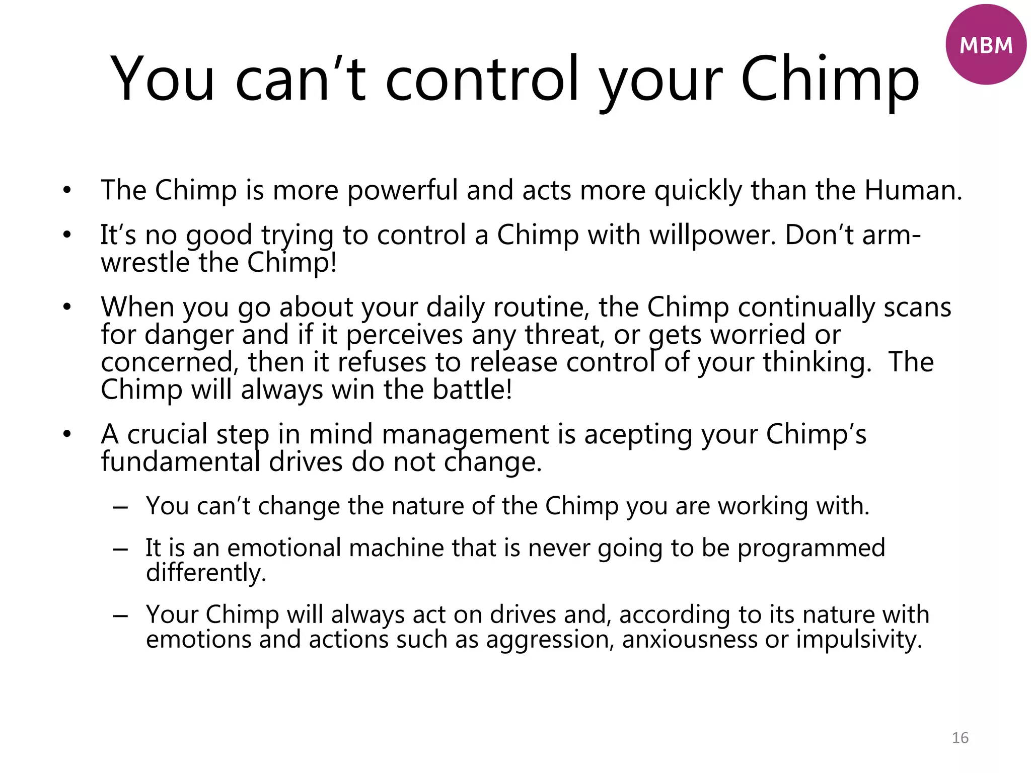 Dealing with Conflict - The Chimp Mind Model | PPTX