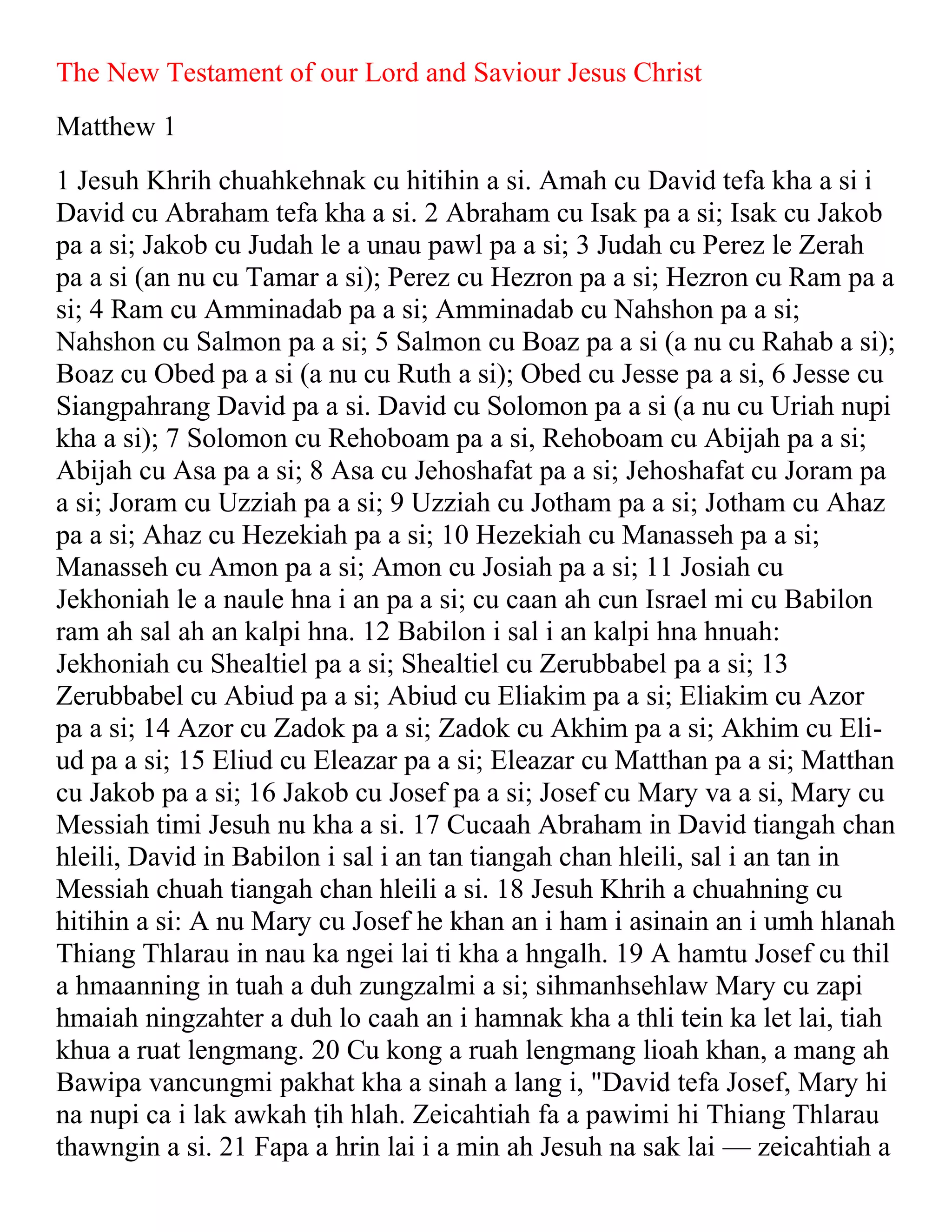 Chin hakha bible - new testament | PDF