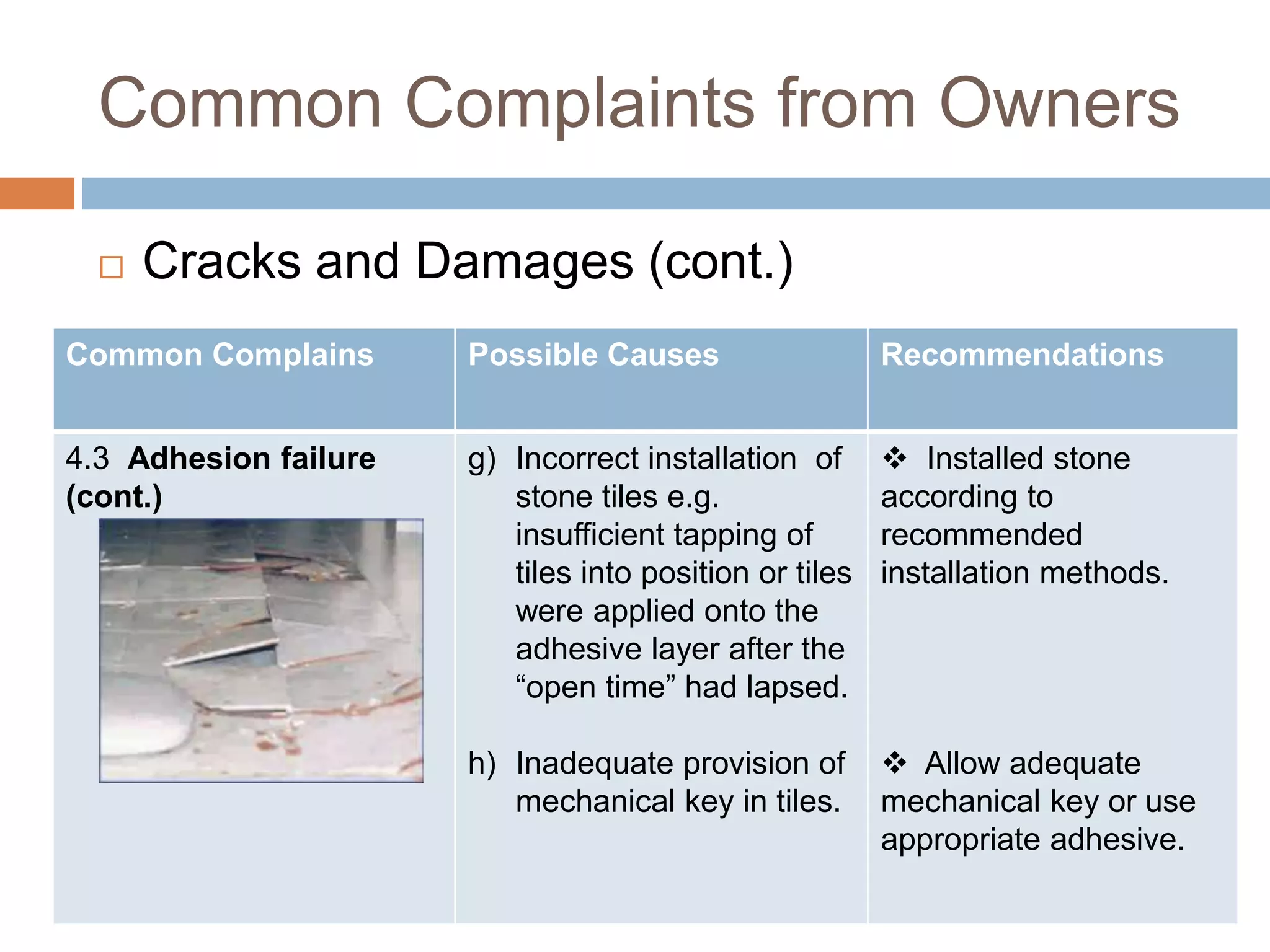 Checklist - Before / During / After marble and granite finishes | PPTX