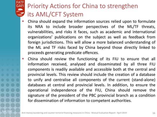 Mutual Evaluation Report of China, 2019 - Ratings | PDF