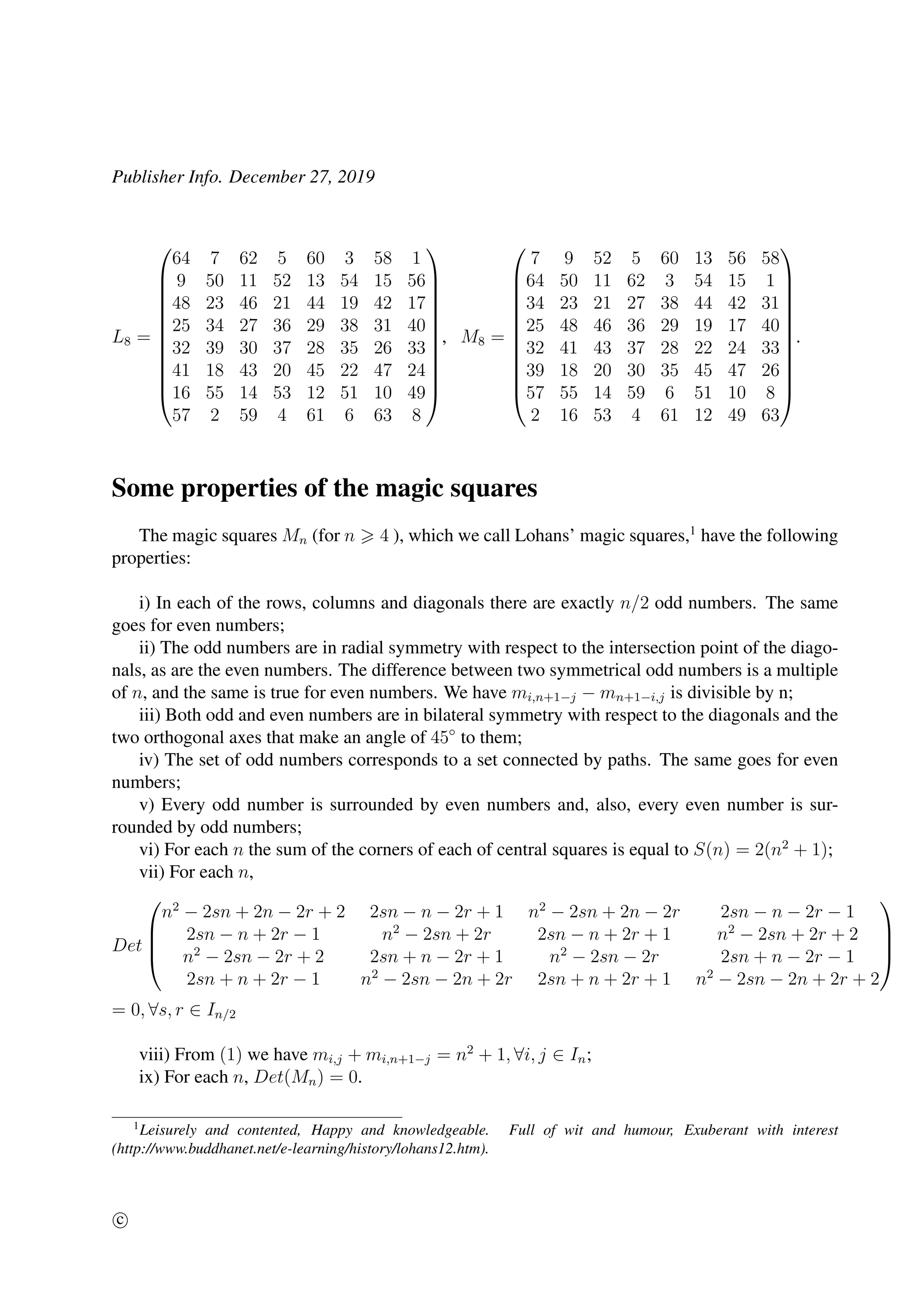 Lohans’ magic squares and the Gaussian elimination method | PDF