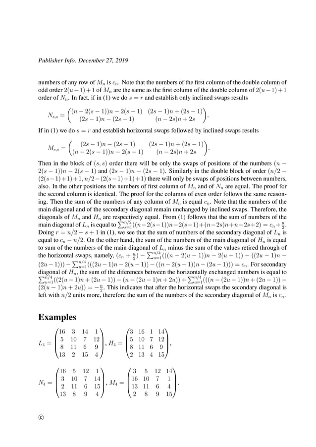 Lohans’ magic squares and the Gaussian elimination method | PDF