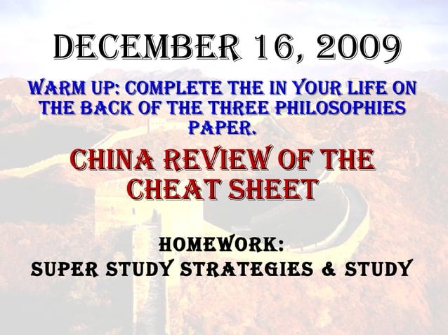 China Cheat Sheet Part 1 Web | PPT