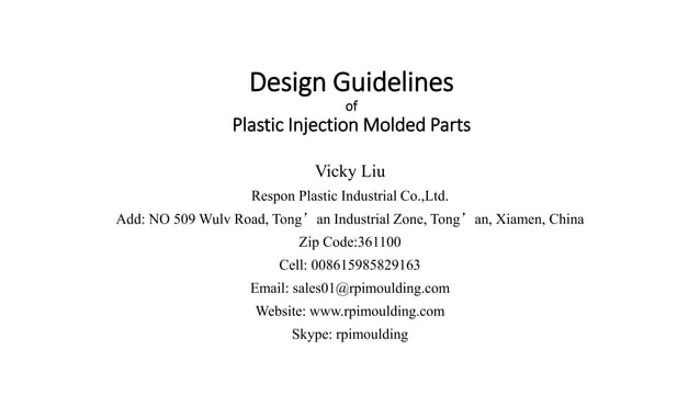 China custom injection molding design guidelines -- sales01@rpimoulding.com