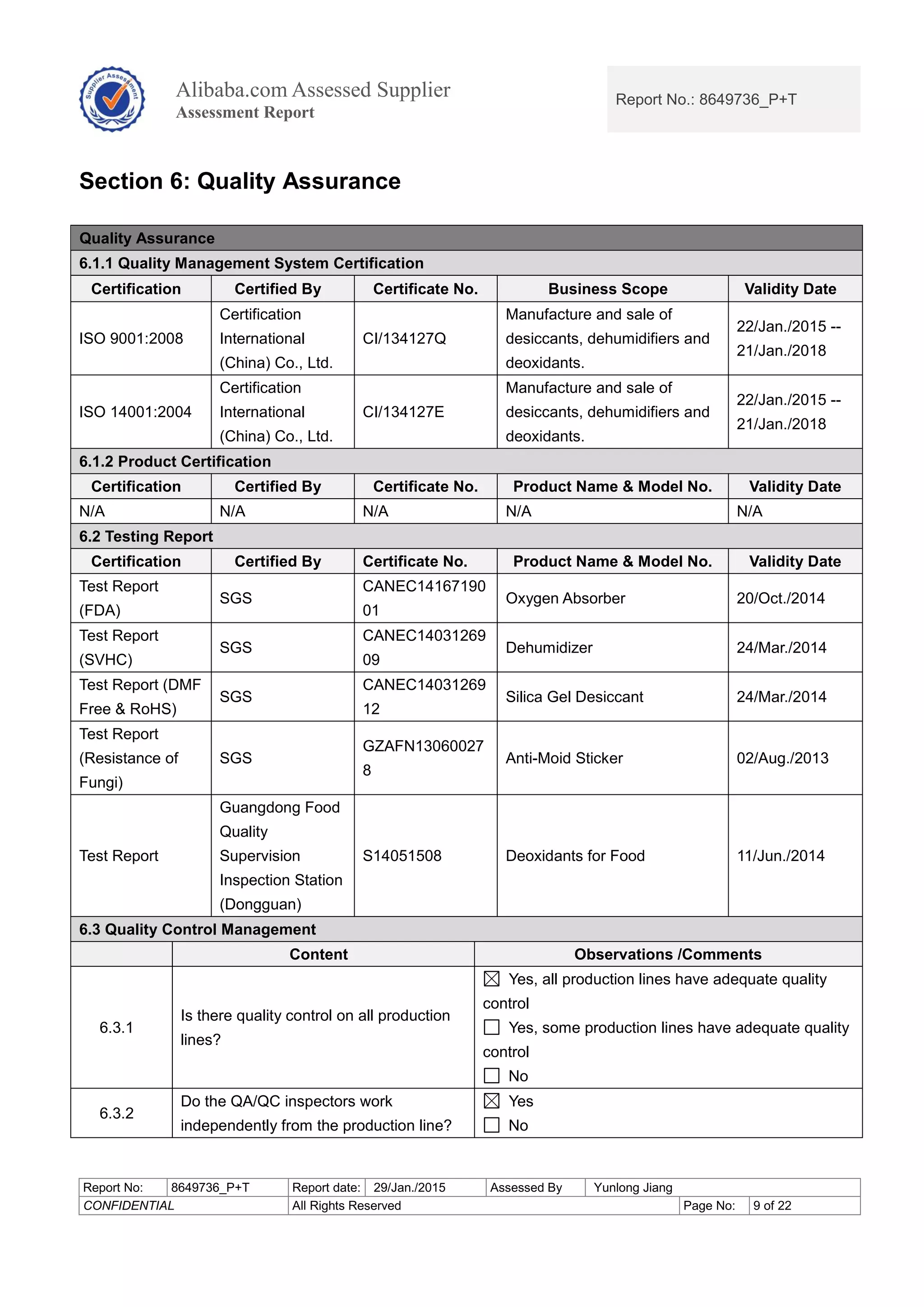 China dingxing desiccant factory assessment report | PDF