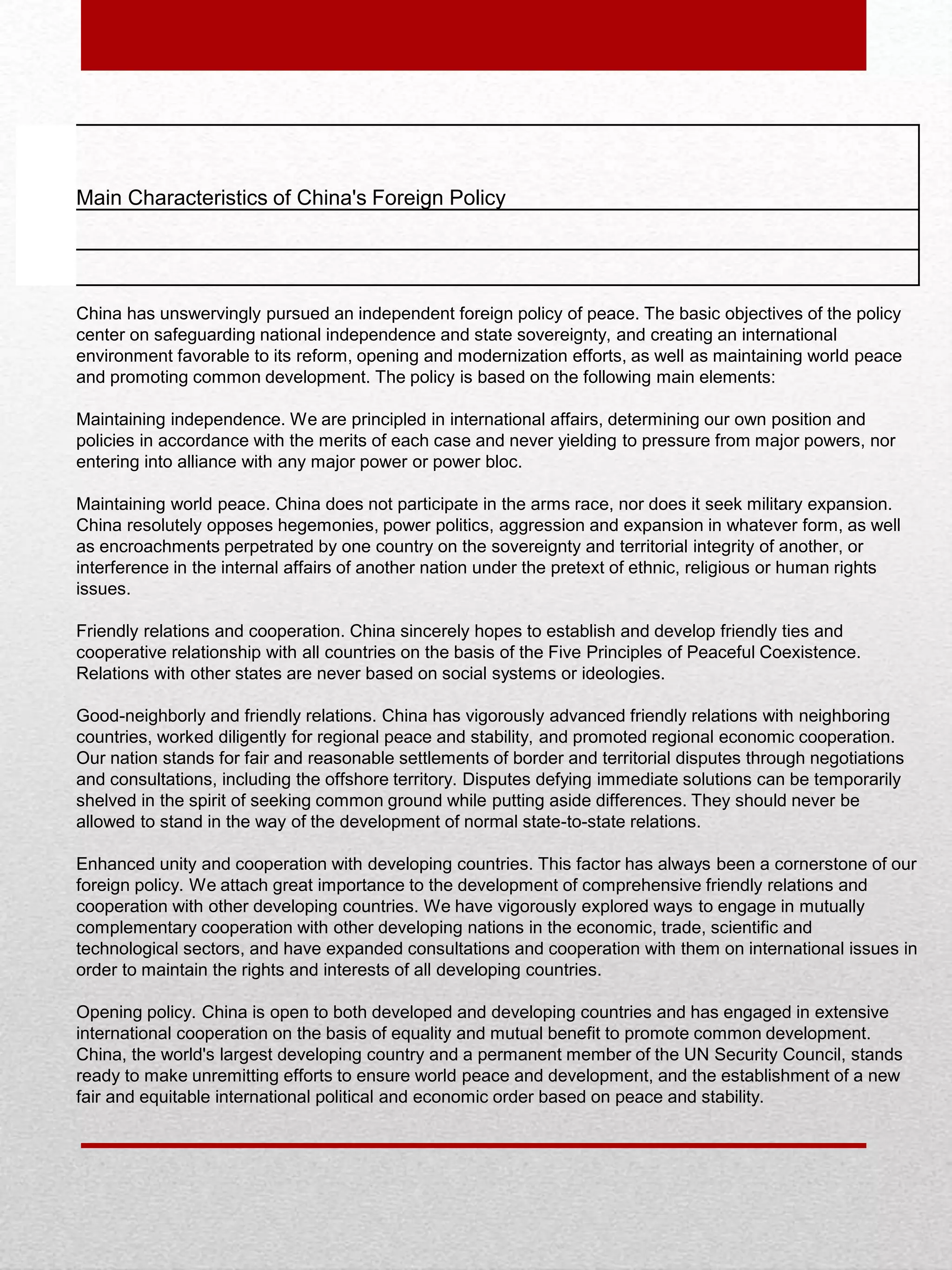 China foreign policy | PPTX