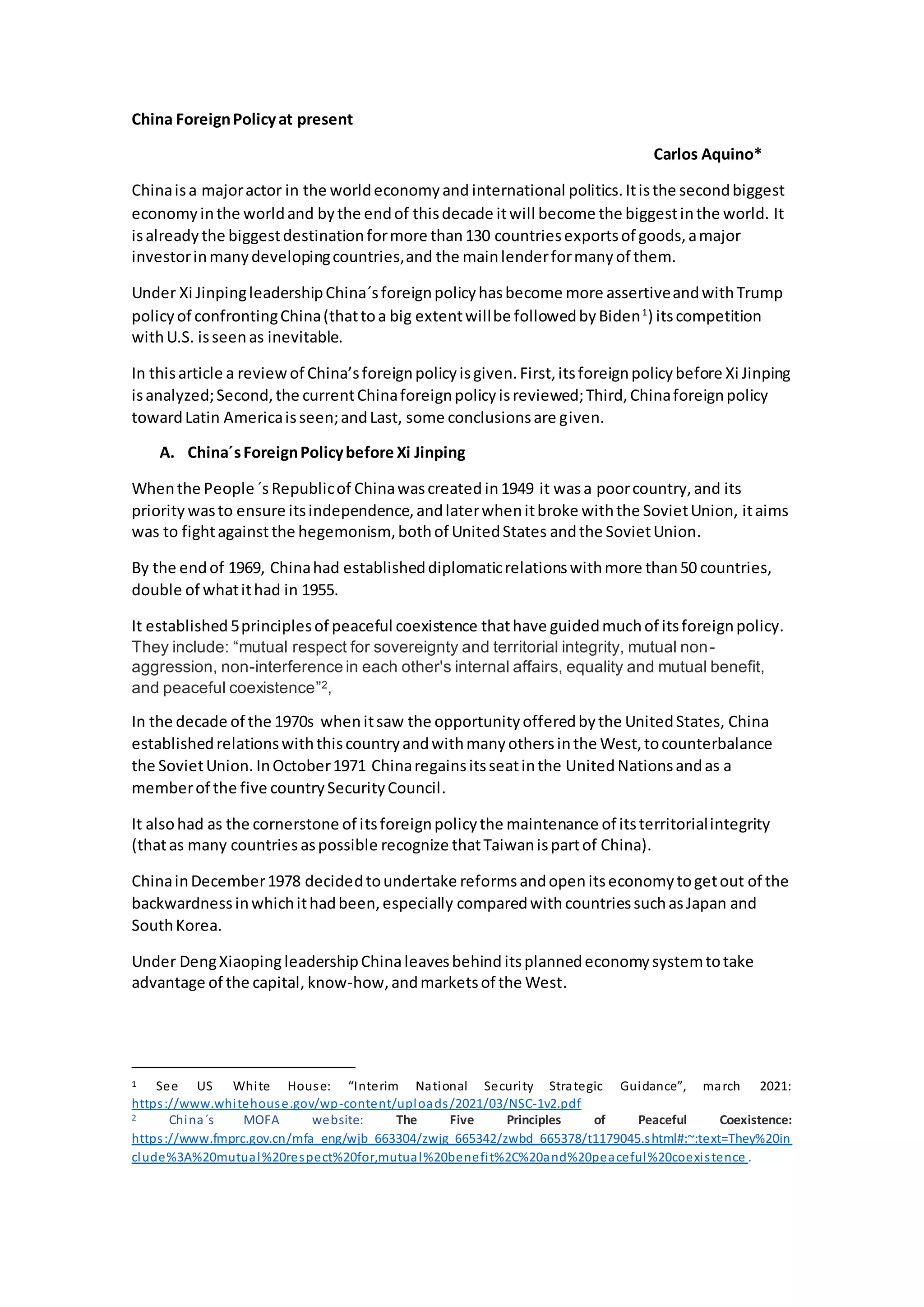 China foreign policy at present | PDF