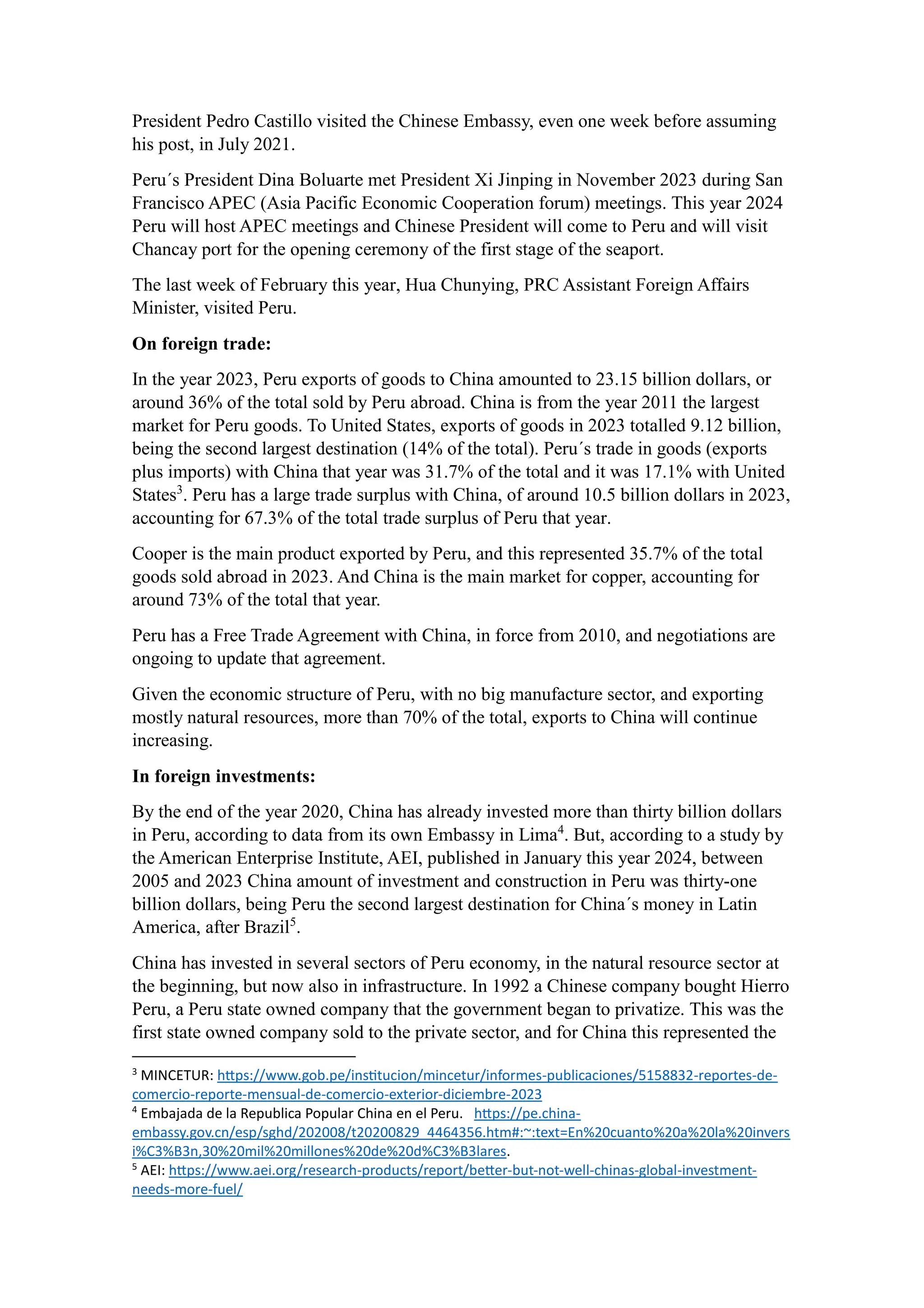 china and peru: China growing presence in Peru | DOCX