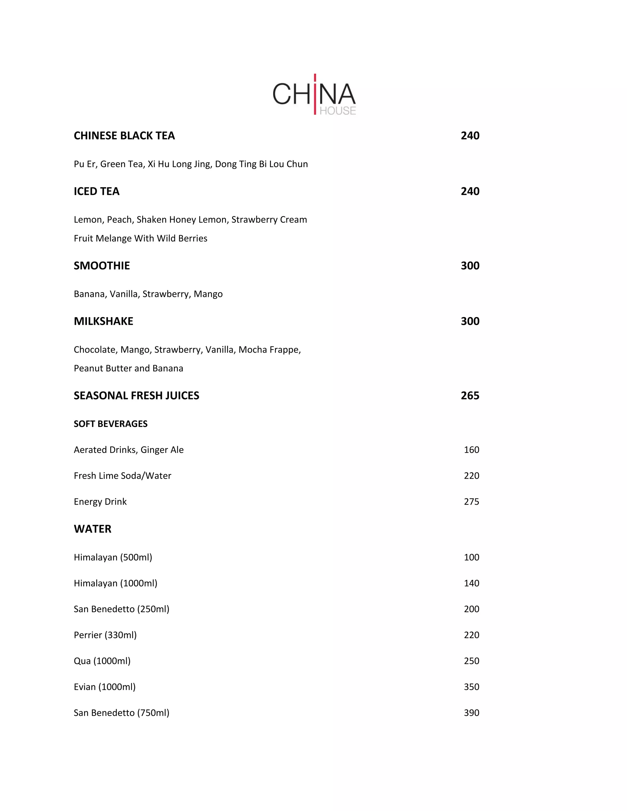 Chinese Beverage Menu | PDF