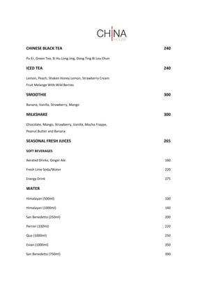 Chinese Beverage Menu | PDF