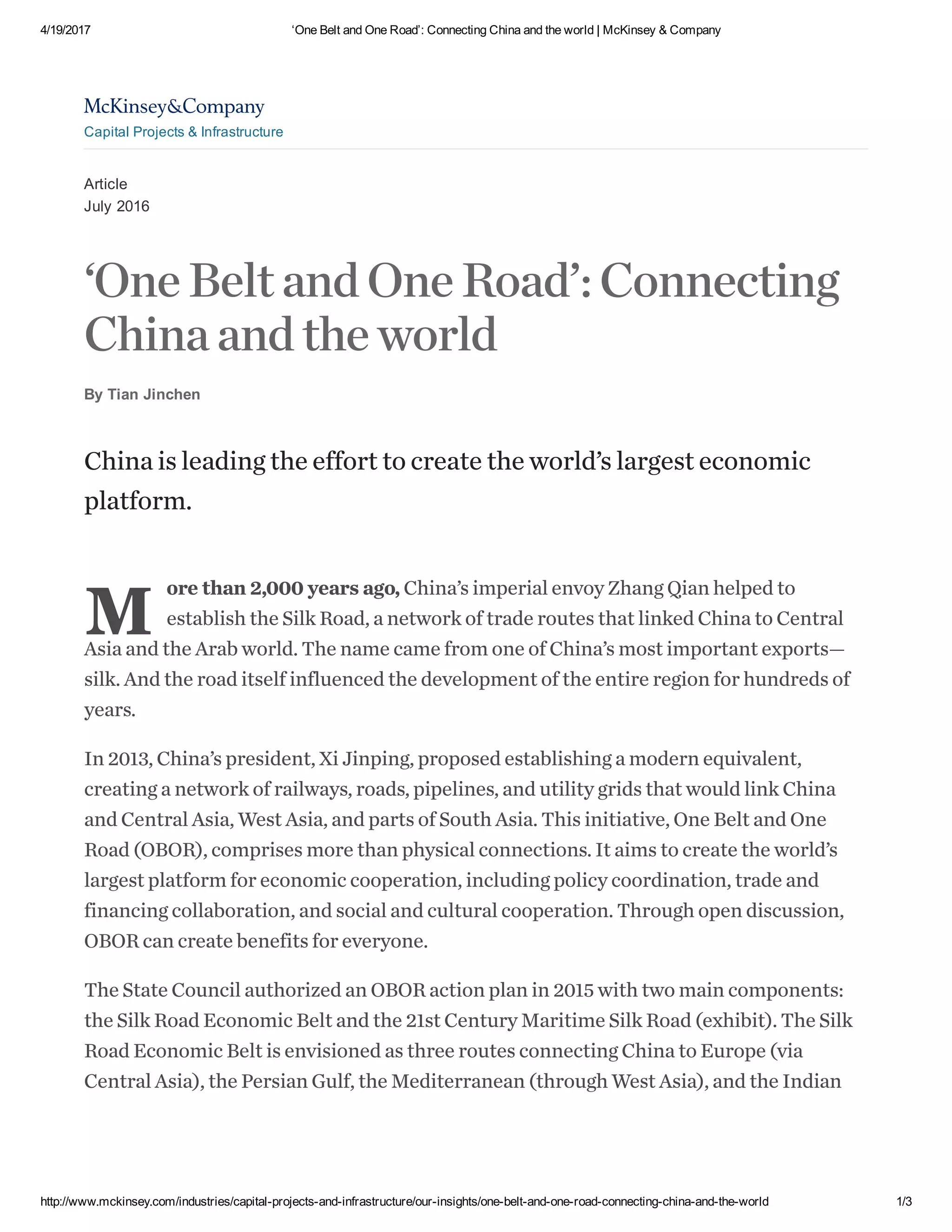 CHINA ONE BELT-ONE ROAD PROJECT & MYANMAR | PDF