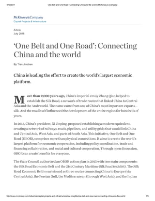 CHINA ONE BELT-ONE ROAD PROJECT & MYANMAR | PDF