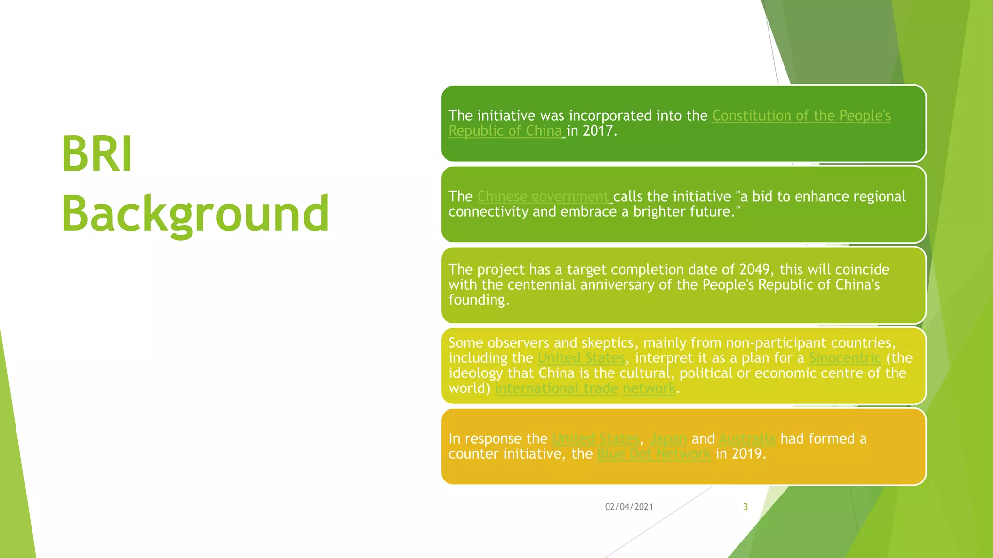 China's Belt and Road Initiative Presentation - 31st March 2021 | PPTX