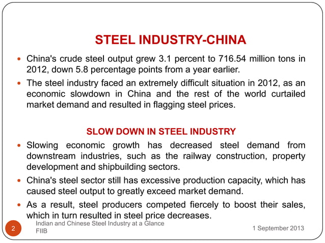 China steel industry (SWOT analysis of chineese steel industry | PPT