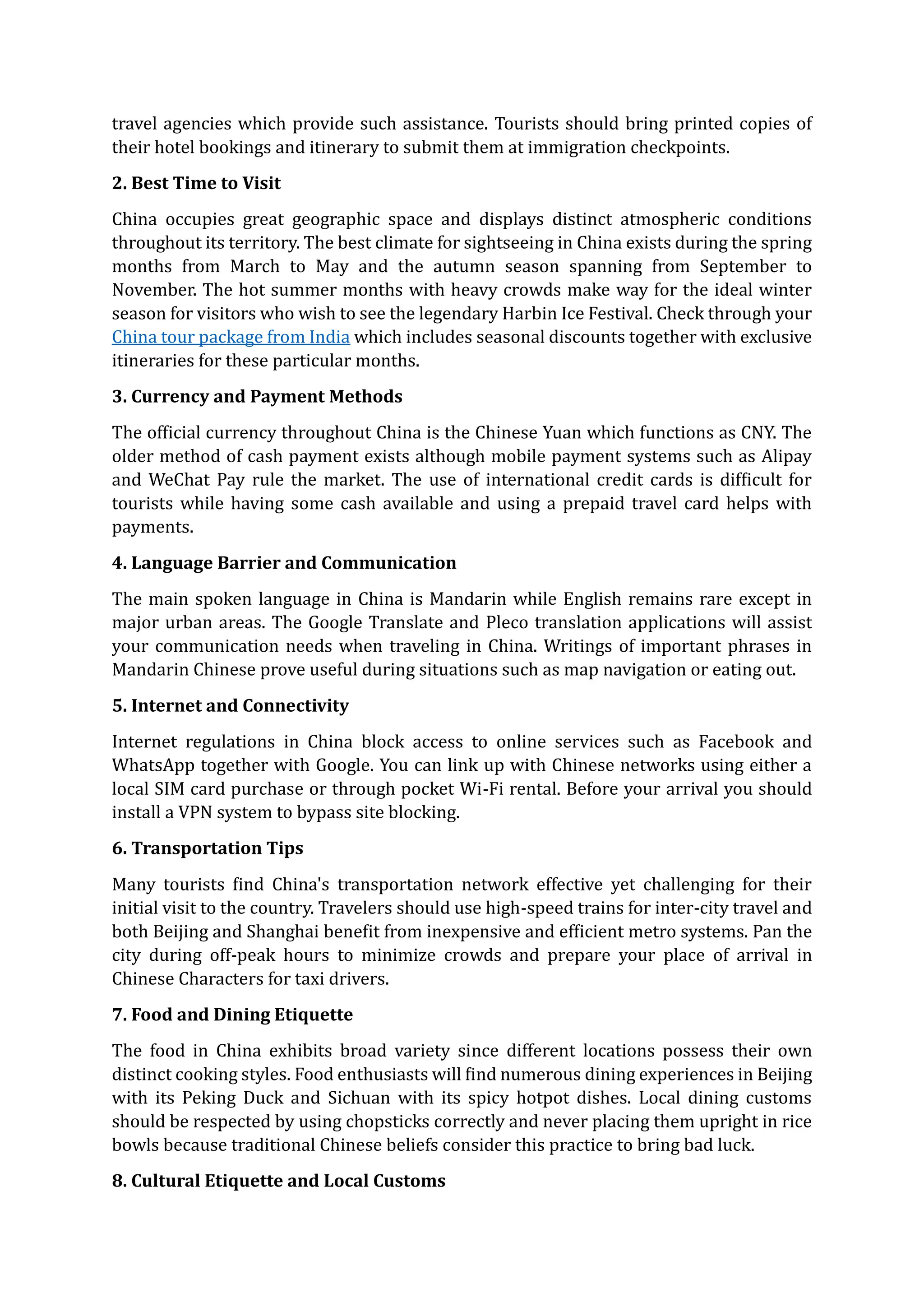 China Travel Tips for First-Time Visitors | PDF