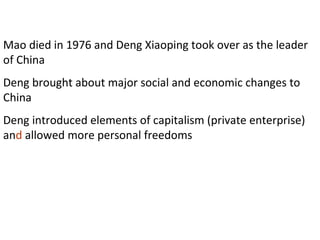 China under deng xiaoping taineman square | PPT