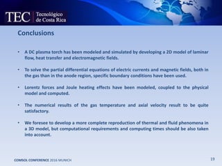 A 2D model of a DC Plasma torch in comsol | PDF