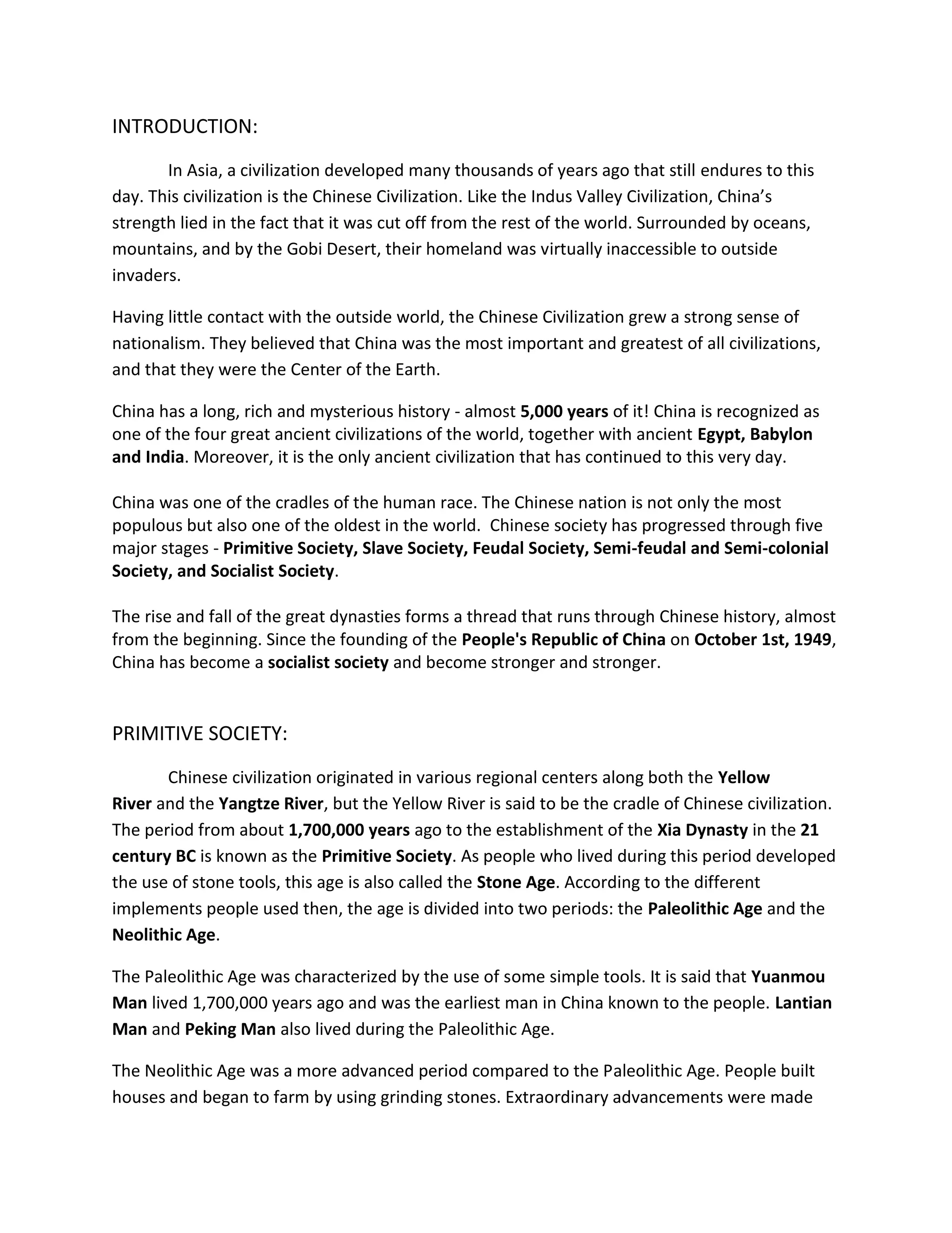 Chinese Civilization | DOCX