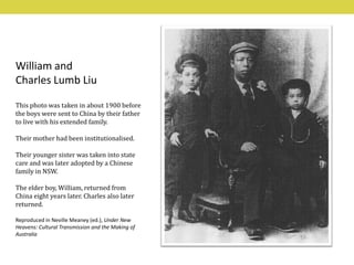 Chinese fathers and their Australian families return to China, 1902 to ...