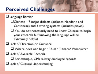 Chinese Footprints Across Canada | PPT | Genealogy and Ancestry ...