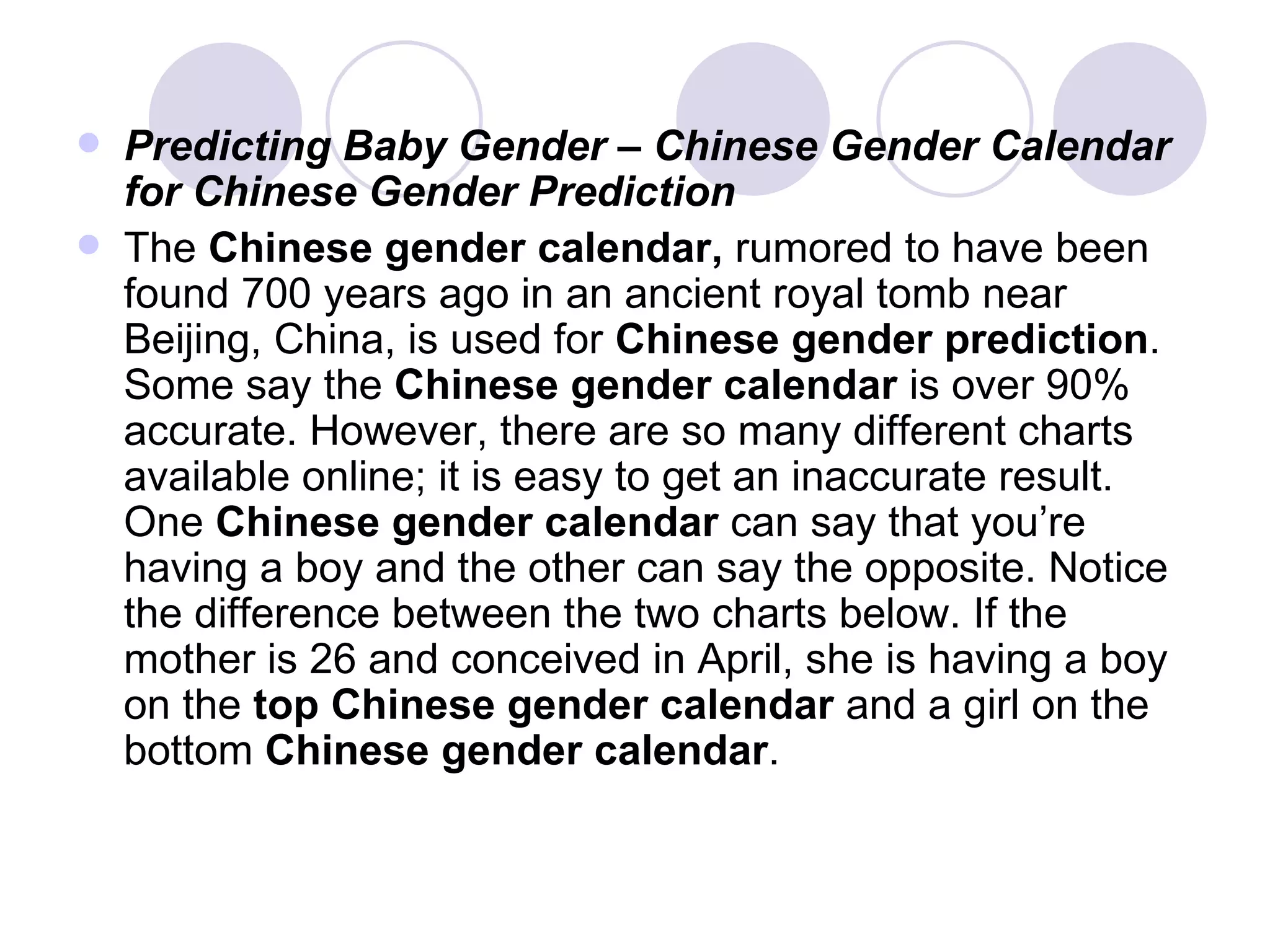 Chinese gender calendar | PPT