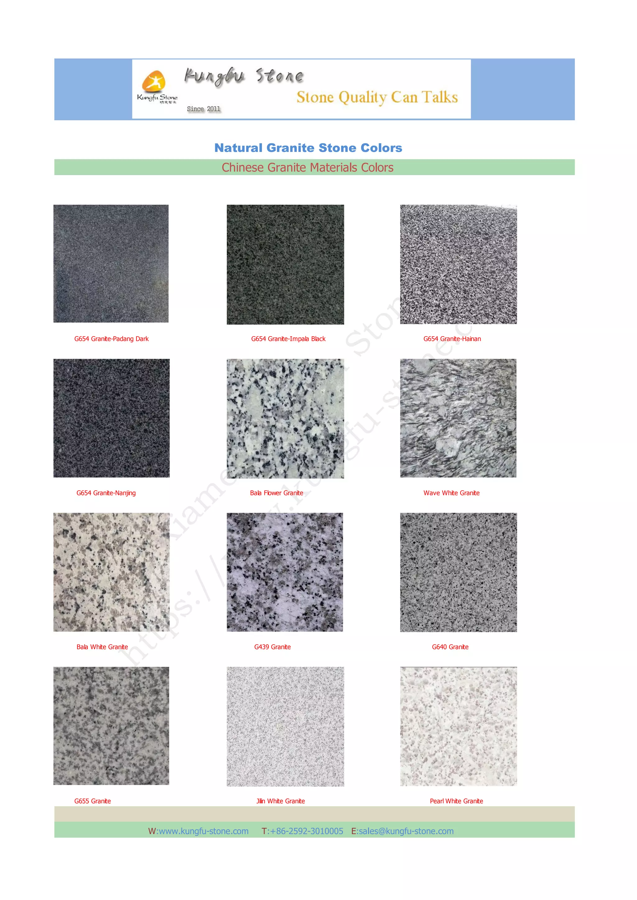 Chinese granite colors catalog from Xiamen Kungfu Stone Ltd | PDF