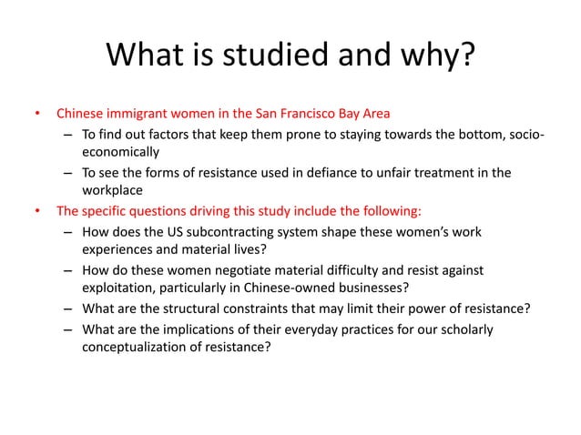 Chinese Immigrant Women Workers | PPT