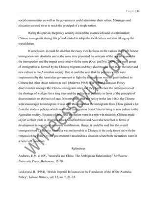 Chinese immigration to australia | PDF