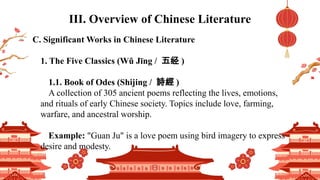 Chinese Literature.pptx, Chinese literature is a vast, thousands-year ...
