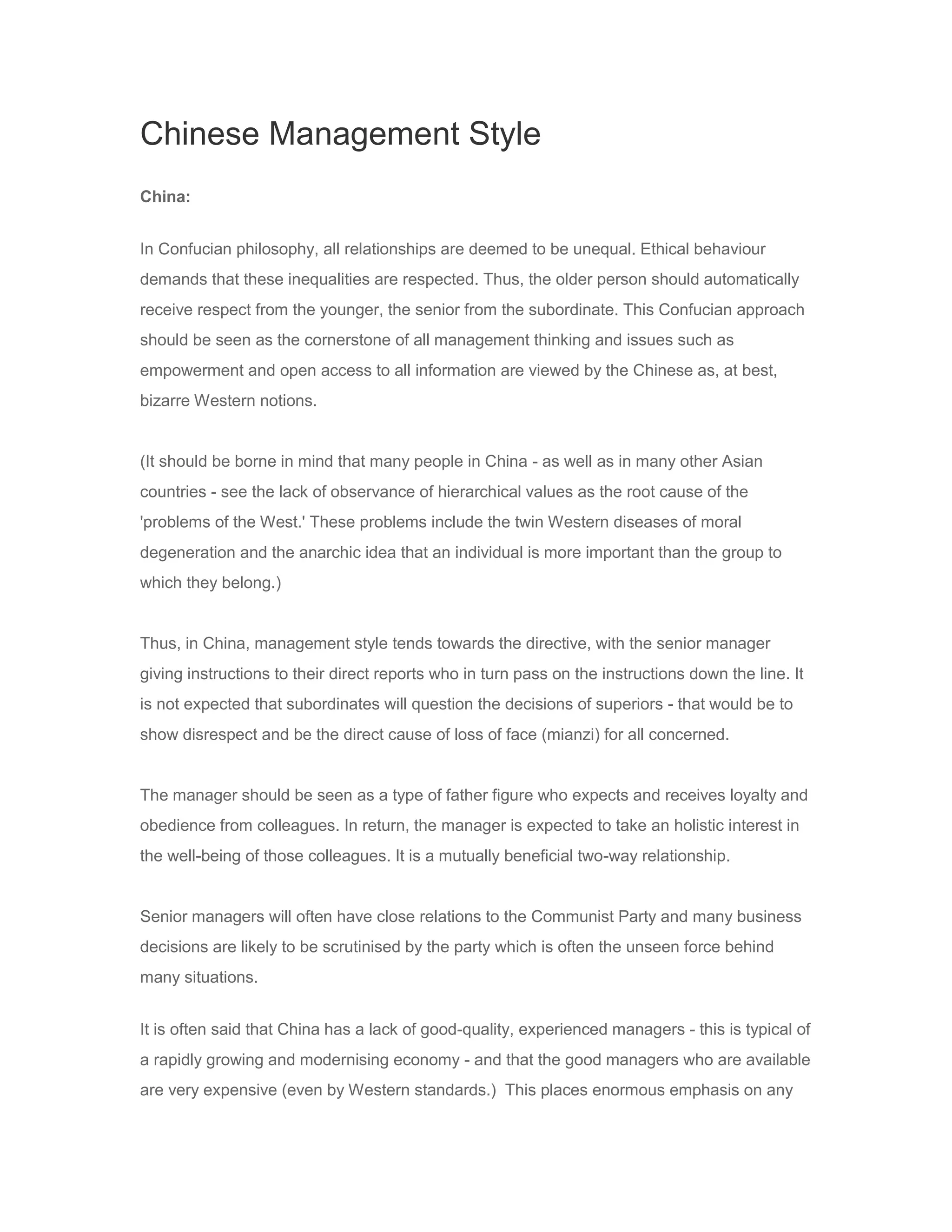 Chinese management style | DOCX