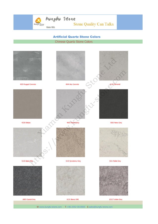 Chinese quartz stone colors catalog from China | PDF