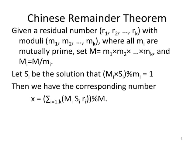 Chinese remainder theorem -new.ppt