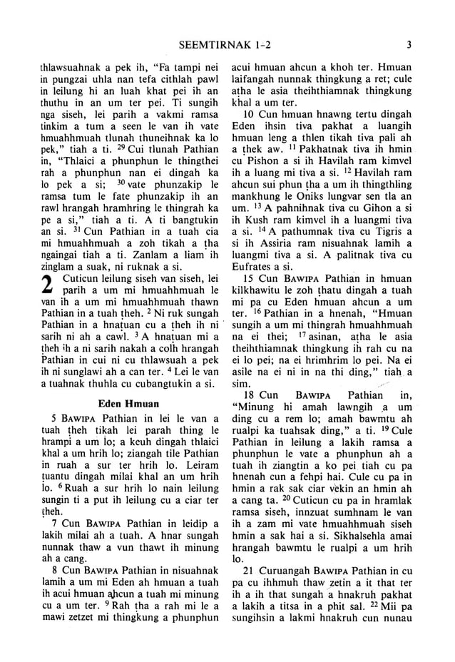 Chin falam bible genesis 1 | PDF