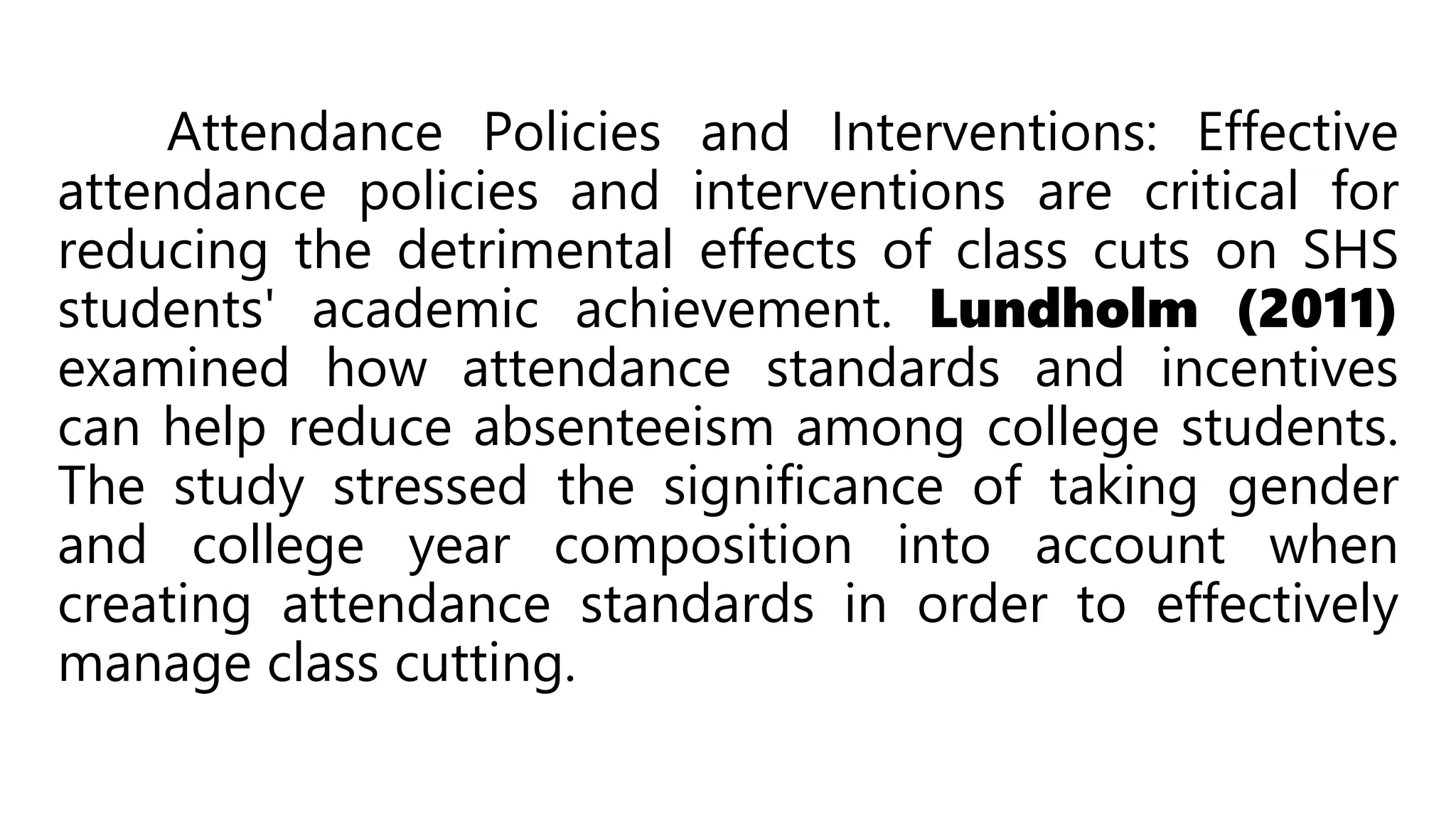 The Impact of Cutting Classes Towards the academic performance of Shs ...