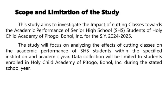 The Impact of Cutting Classes Towards the academic performance of Shs ...