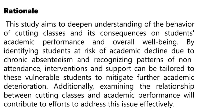 The Impact of Cutting Classes Towards the academic performance of Shs ...