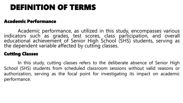 The Impact of Cutting Classes Towards the academic performance of Shs ...
