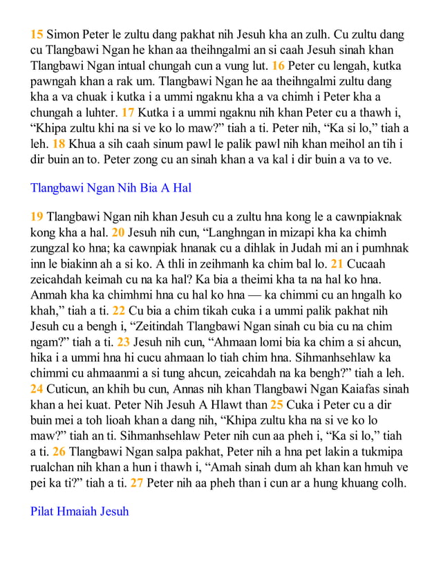 Chin hakha bible gospel of john | PDF
