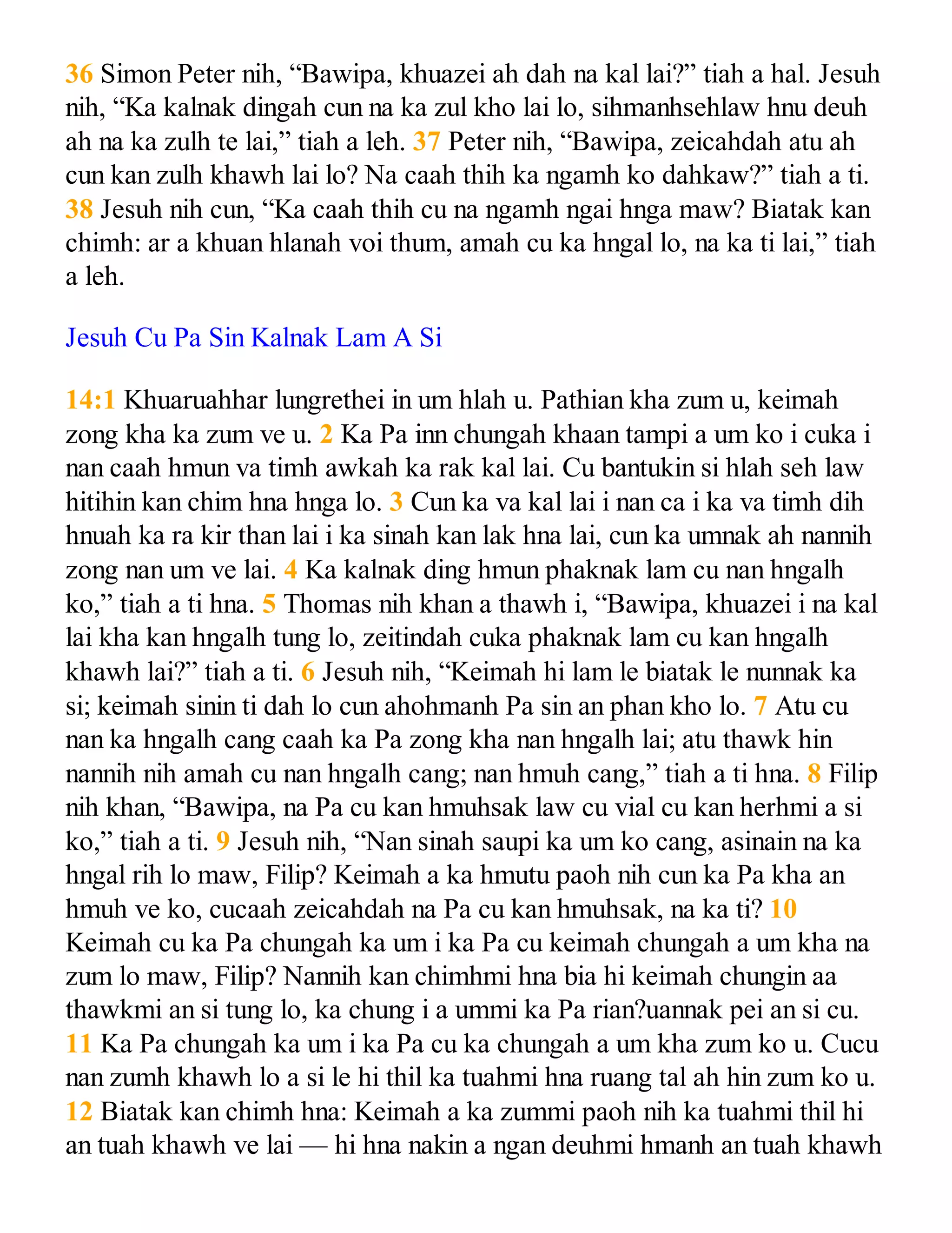 Chin hakha bible gospel of john | PDF