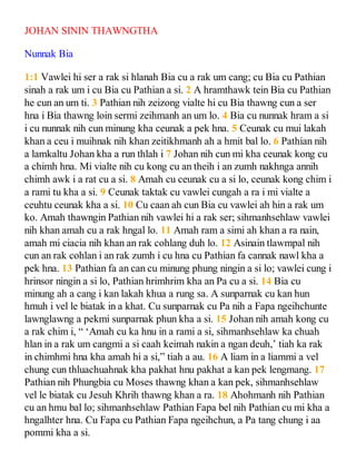 Chin hakha bible gospel of john | PDF