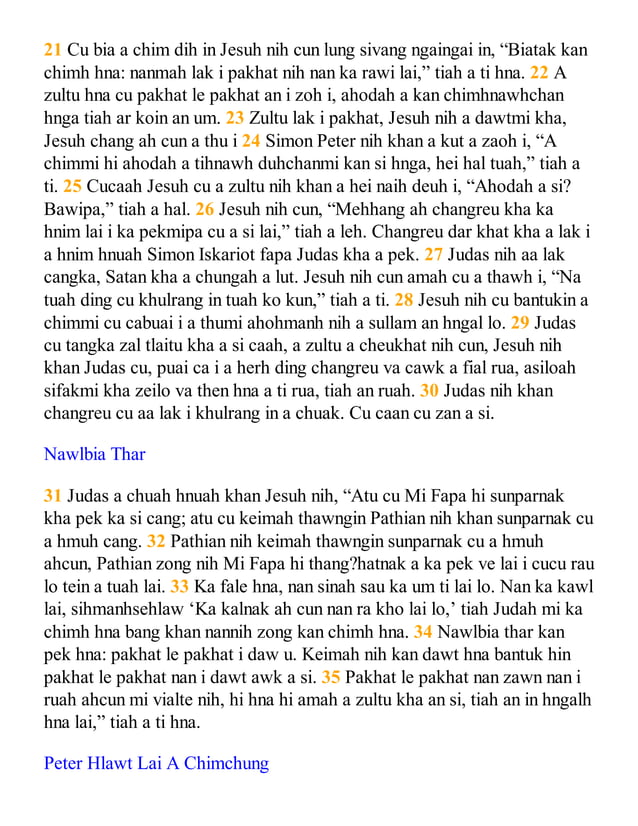 Chin hakha bible gospel of john | PDF