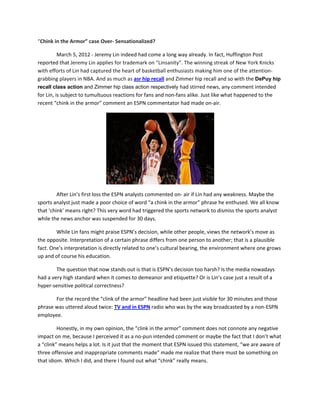 “Chink in the armor” case over sensationalized | PDF